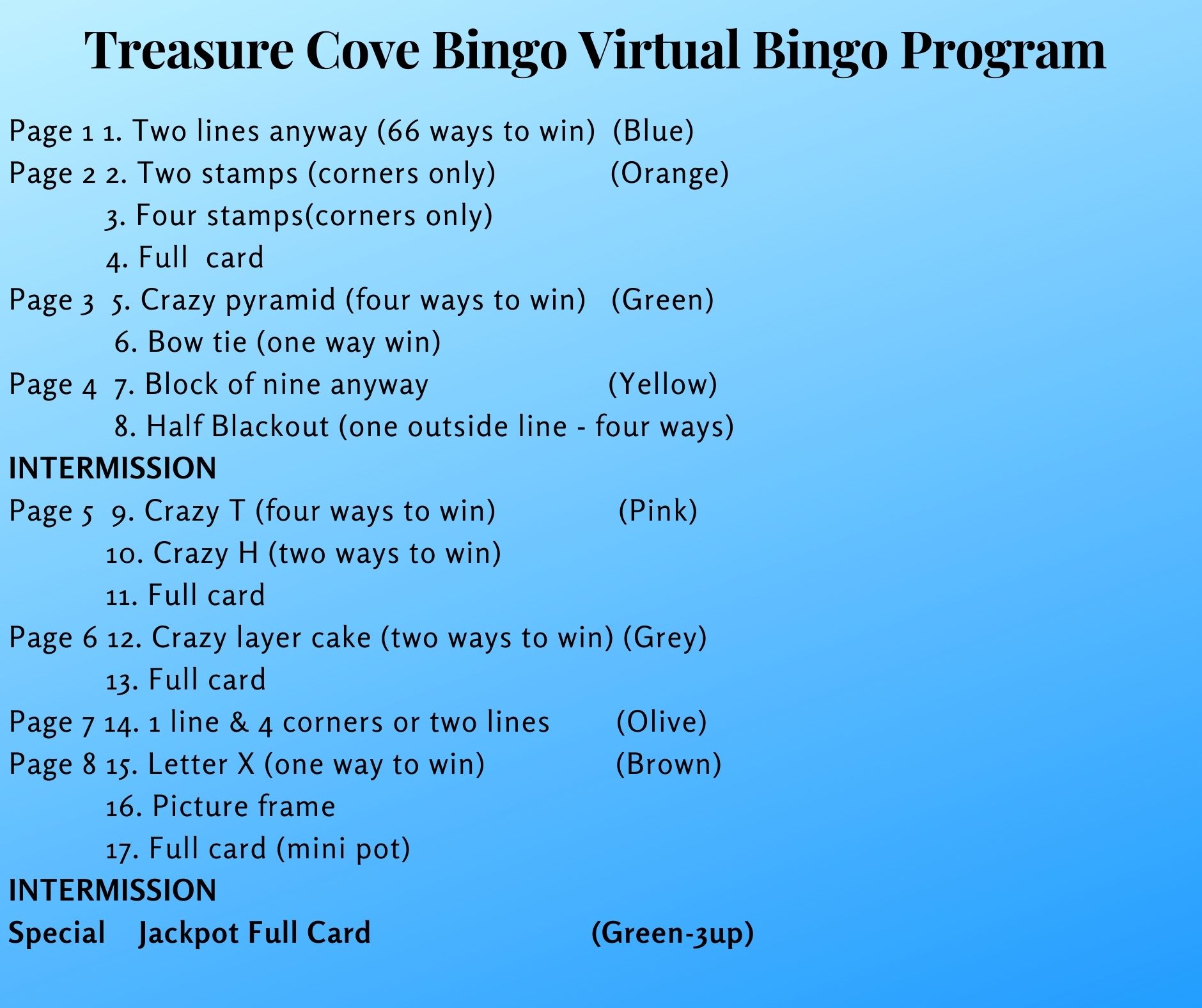 Virtual and Super Bingo - Treasure Cove Casino